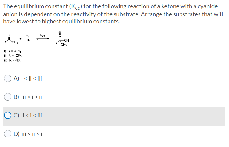 Solved The equilibrium constant (Keg) for the following | Chegg.com