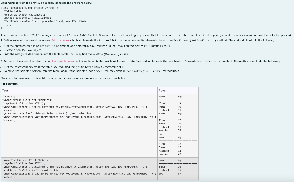 Solved class Person { private String name; private int age; | Chegg.com