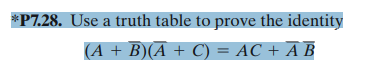 Solved P7.28. Use a truth table to prove the identity | Chegg.com