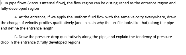 Solved 1. In pipe flows (viscous internal flow), the flow | Chegg.com