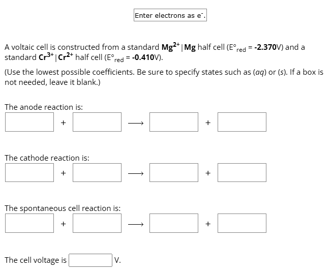 Solved A voltaic cell is constructed from a standard Mg2+|Mg | Chegg.com
