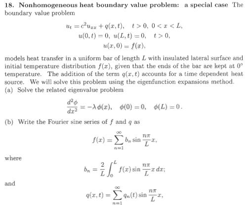 20. Nonhomogeneous heat boundary value problem: | Chegg.com