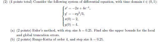 Solved (2) (4 points total) Consider the following system of | Chegg.com