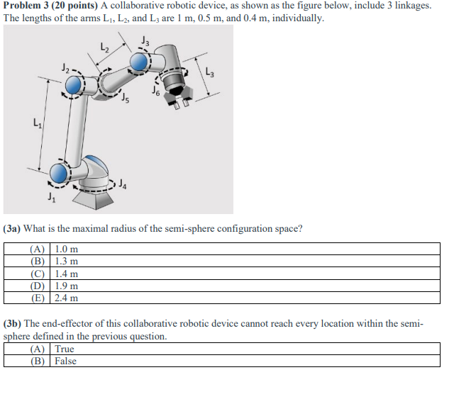 Solved Problem 3 (20 points) A collaborative robotic device, | Chegg.com