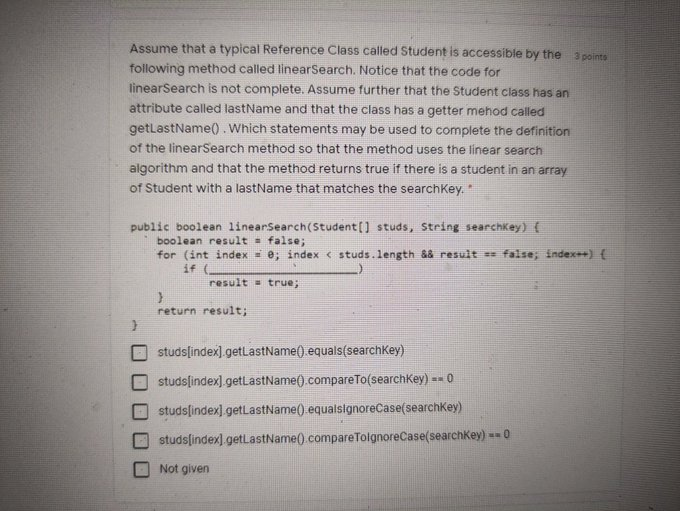 Solved Assume that a typical Reference Class called Student | Chegg.com