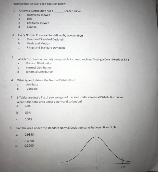 Solved Instructions: Answer each question below. 1 A Normal | Chegg.com