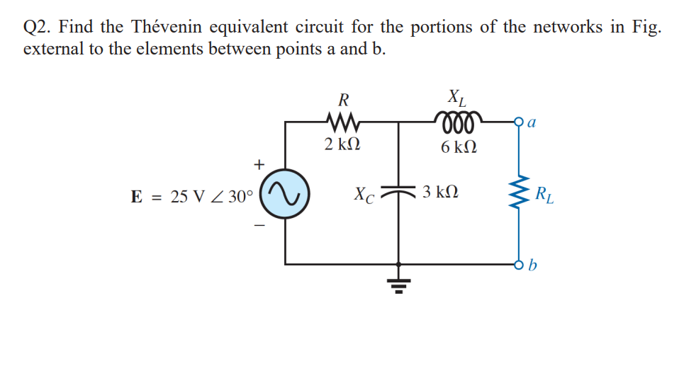 Solved Q2. Find the Thévenin equivalent circuit for the | Chegg.com