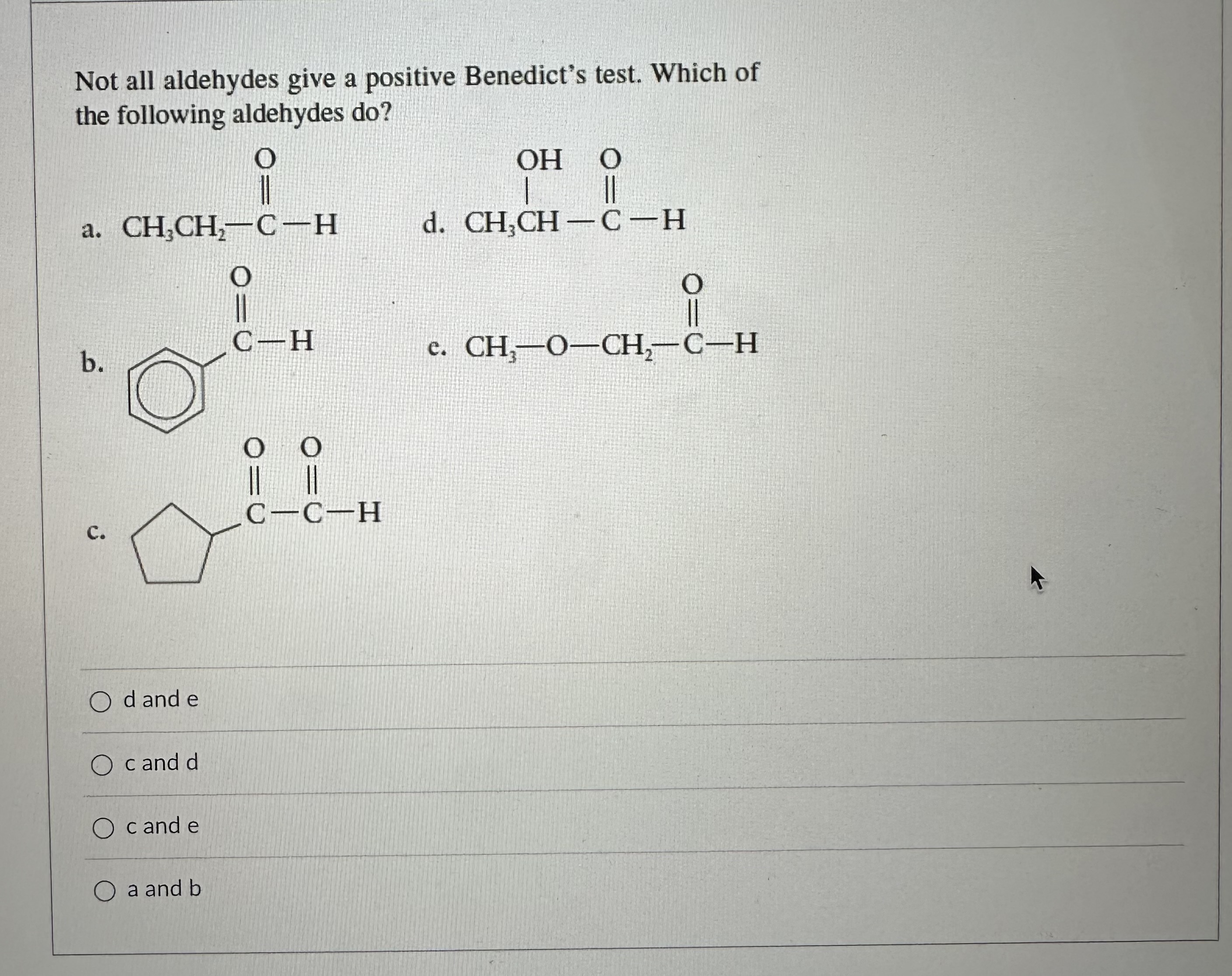 Solved Not all aldehydes give a positive Benedict's test. | Chegg.com