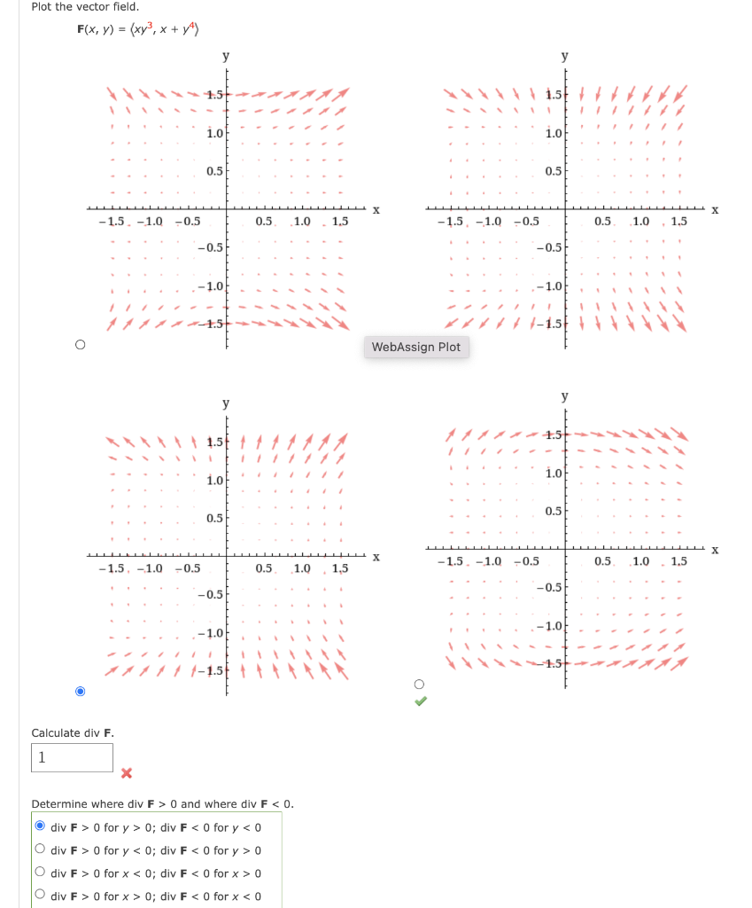 Solved Plot the vector field. F(x, y) = (xy3, x + ^) y y 1.5 | Chegg.com