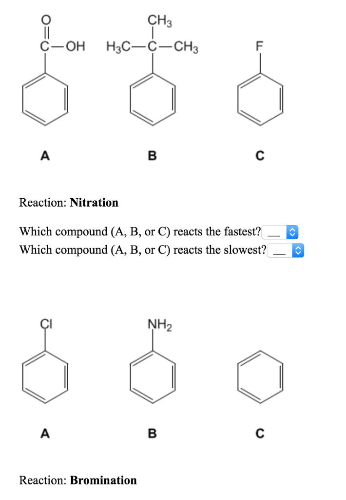 Solved CH3 C-OH H3C-C-CH3 Reaction: Nitration Which compound | Chegg.com