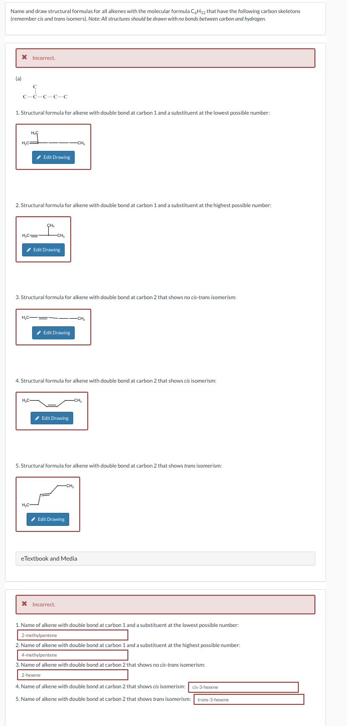 Solved Name and draw structural formulas for all alkenes | Chegg.com