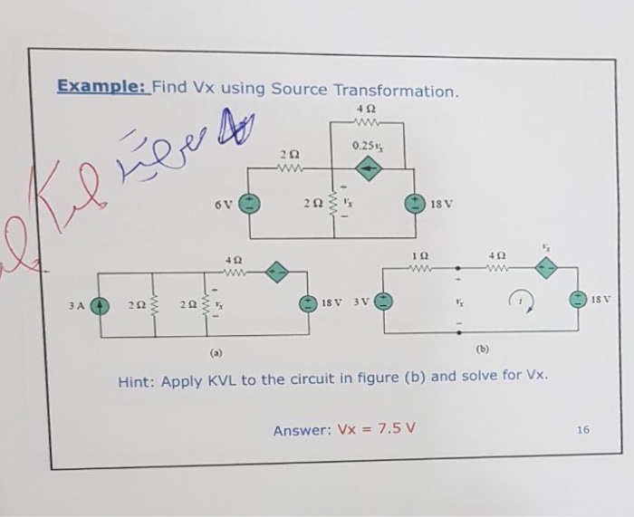 Solved Example Find Vx Using Source Transformation 025v 