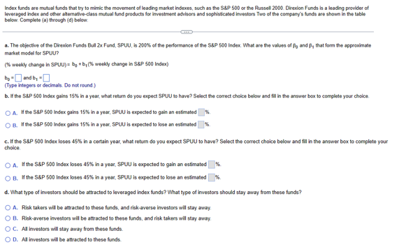 Solved Index funds are mutual funds that try to mimic the | Chegg.com