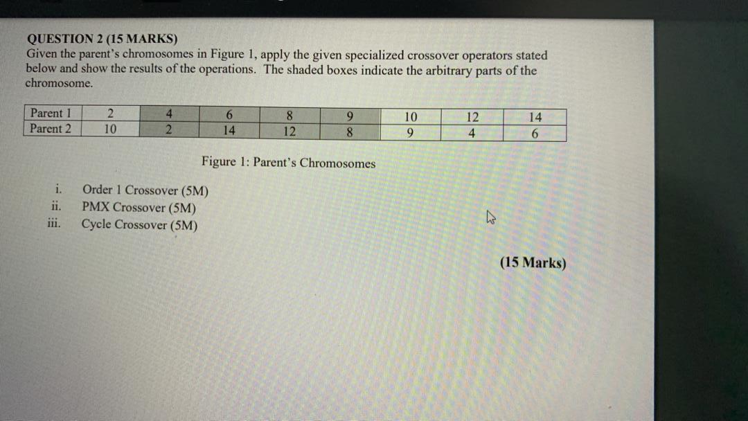 Solved QUESTION 2 (15 MARKS) Given the parent's chromosomes | Chegg.com