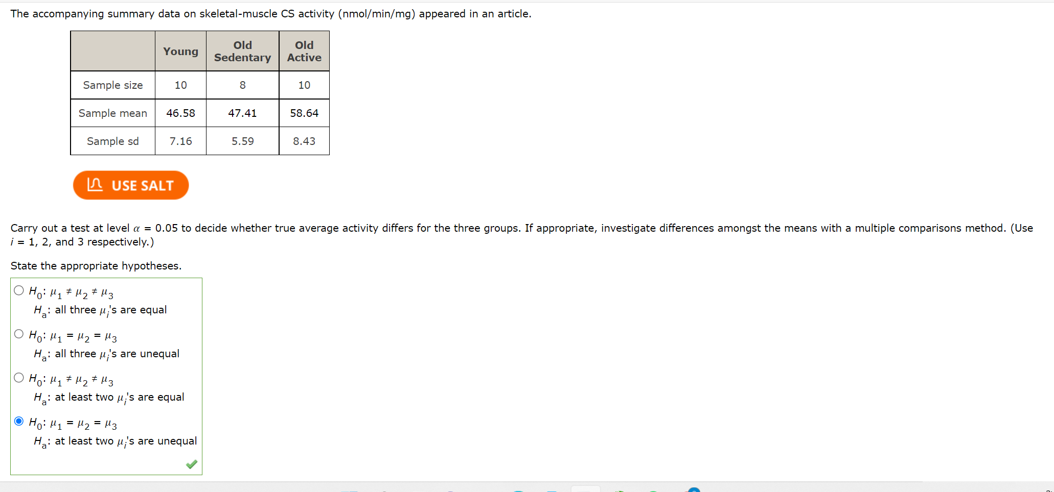 Solved The accompanying summary data on skeletal-muscle CS | Chegg.com
