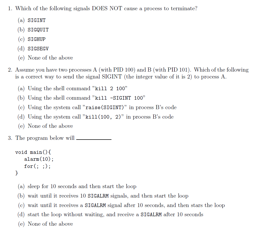 Solved 1 Which Of The Following Signals Does Not Cause A 
