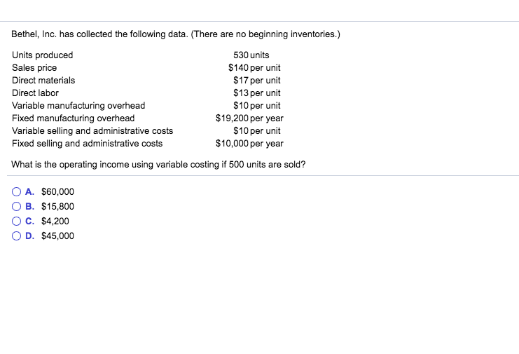 Solved Bethel, Inc. has collected the following data. (There | Chegg.com