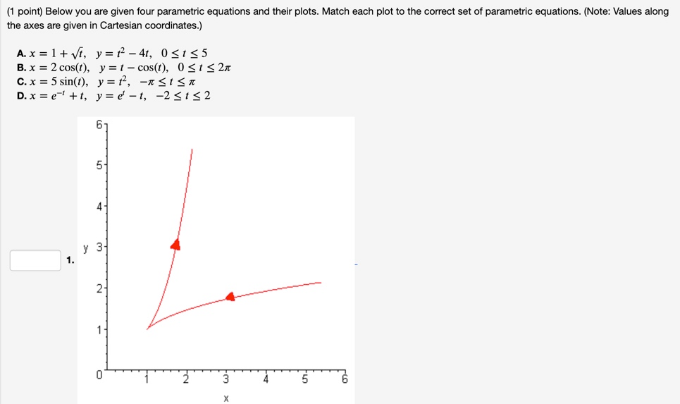 Solved (1 point) Below you are given four parametric | Chegg.com