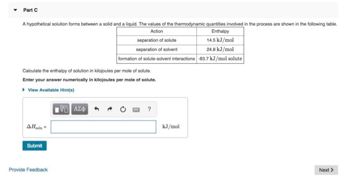 Solved Part C A hypothetical solution forms between a solid | Chegg.com