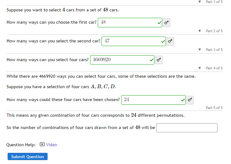 Solved Part 1 of 5 Suppose you want to select 4 cars from a | Chegg.com