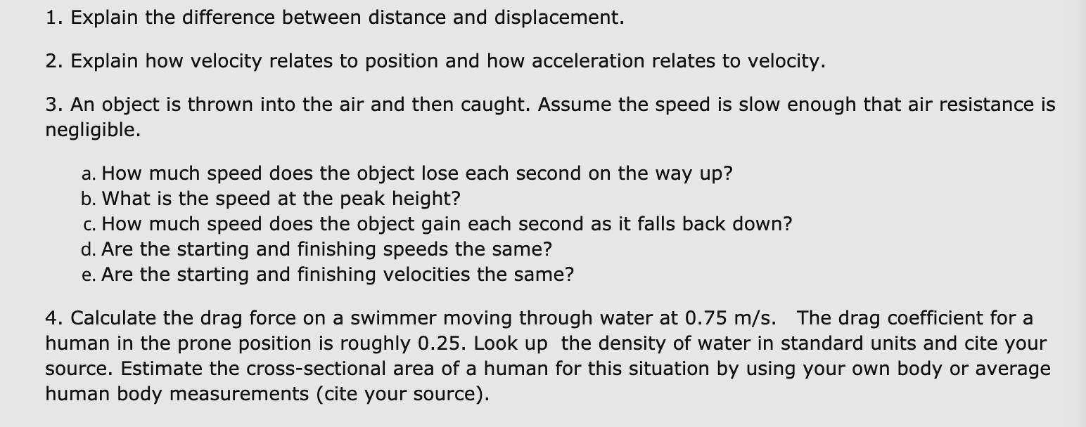Solved 1. Explain the difference between distance and | Chegg.com