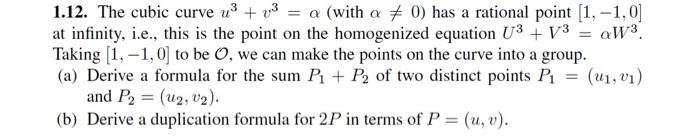 1.12. The cubic curve u3 + U3-α (with Qメ0) has a | Chegg.com