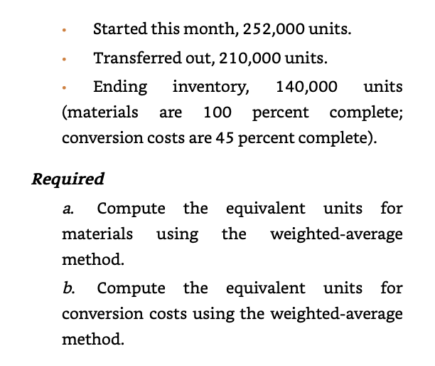 Solved (LO 8-1,3) 8-20. Compute Equivalent Units: | Chegg.com