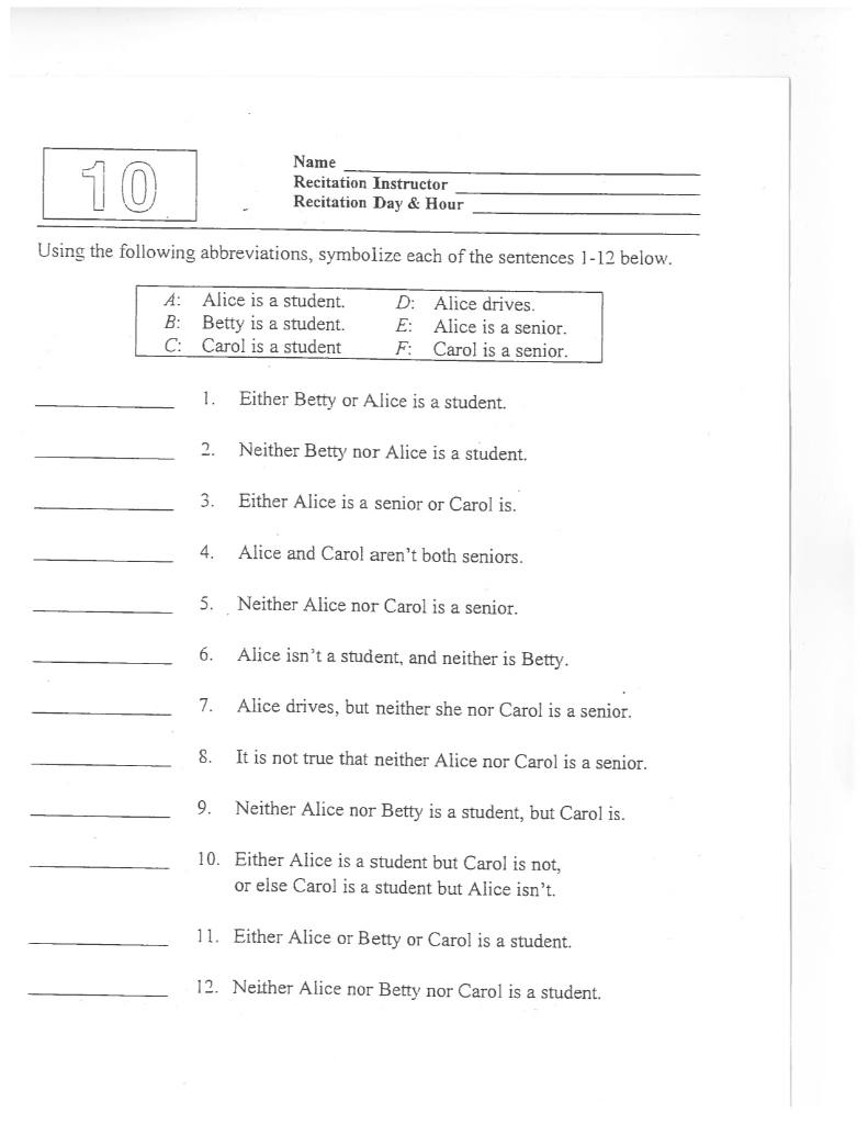 Solved Name Recitation Instructor Recitation Day & Hour If A | Chegg.com