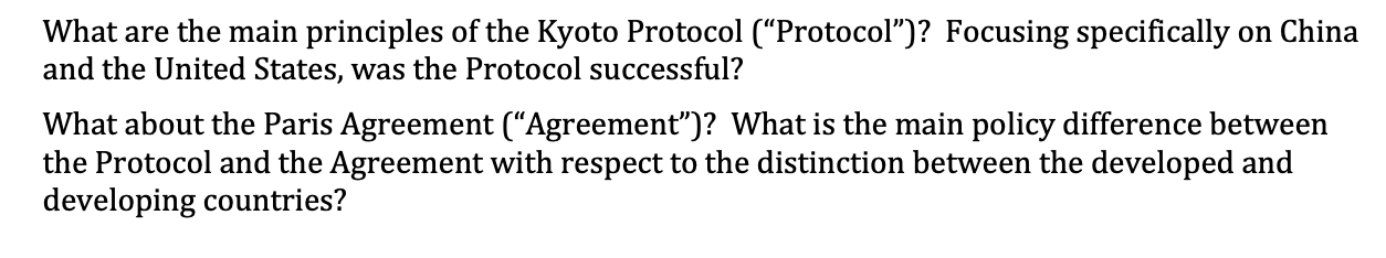 Solved What are the main principles of the Kyoto Protocol | Chegg.com