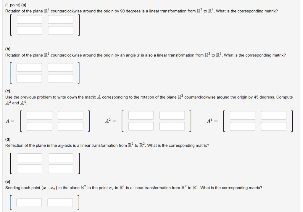 Solved 1 point) (a) Rotation of the plane R2 | Chegg.com