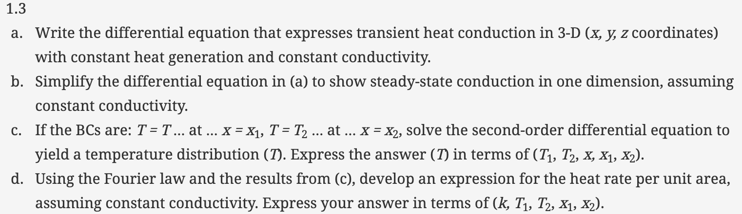 Solved 1.3 a. Write the differential equation that expresses | Chegg.com
