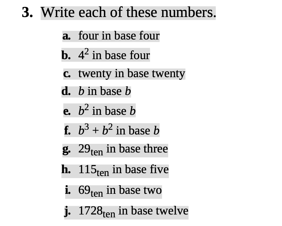 Solved 3. Write each of these numbers. a. four in base four | Chegg.com