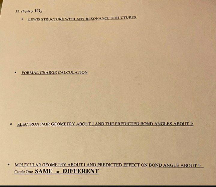 Solved 12. (5 pts. IO3 . LEWIS STRUCTURE WITH ANY RESONANCE | Chegg.com