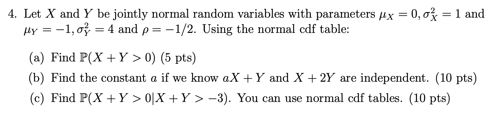 Solved 4. Let X and Y be jointly normal random variables | Chegg.com