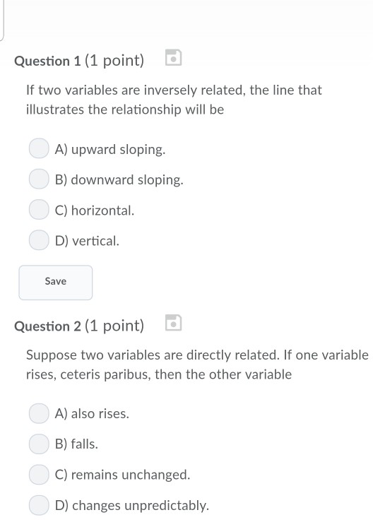 Solved Question 1 (1 point) d If two variables are inversely | Chegg.com