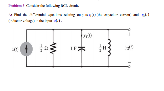 Solved Problem 3. Consider the following RCL circuit. A: | Chegg.com