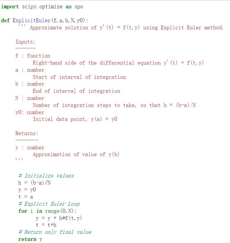 run euler.py for several values of N . The example in | Chegg.com