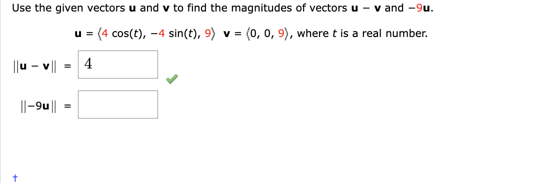 Use the given vectors u ﻿and v to ﻿find the | Chegg.com