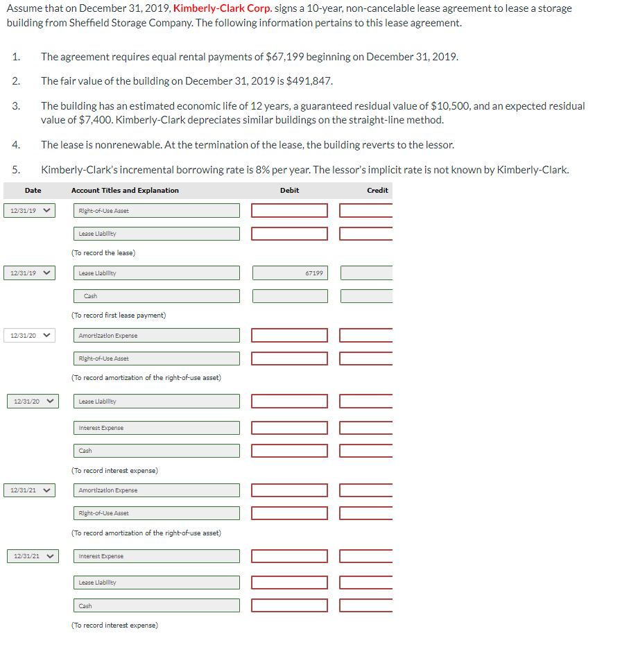 Solved Assume that on December 31,2019, Kimberly-Clark Corp. | Chegg.com