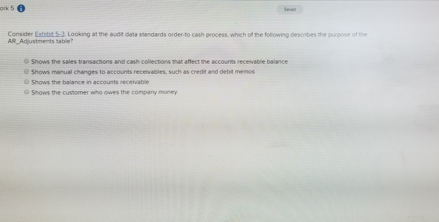 Solved ork 5 Saved Consider Exhibit 53 Looking at the audit | Chegg.com