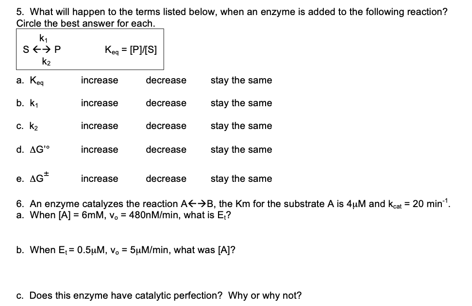Solved 5. What will happen to the terms listed below, when | Chegg.com