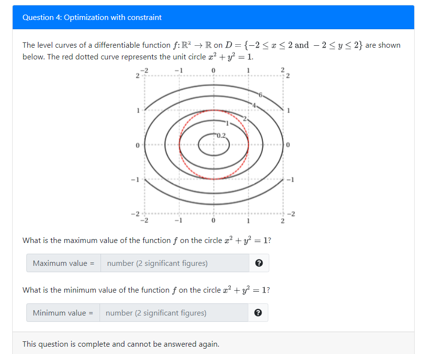 Solved Question 4: Optimization with constraint The level | Chegg.com
