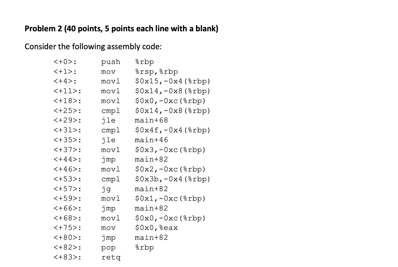 Problem 2 (40 points, 5 points each line with a | Chegg.com
