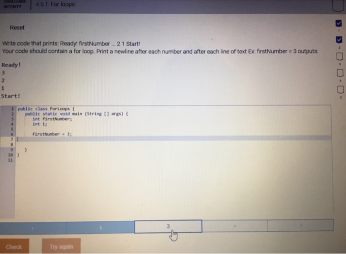 Solved CTIVITY 451 For loops Reset Write code that prints: | Chegg.com