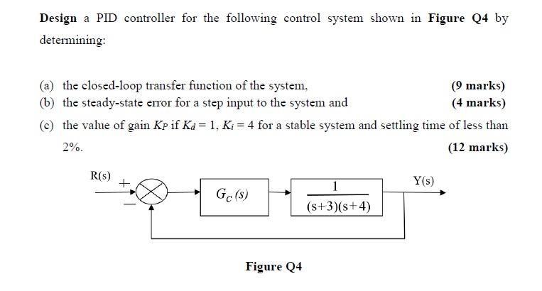 Solved Design a PID controller for the following control | Chegg.com