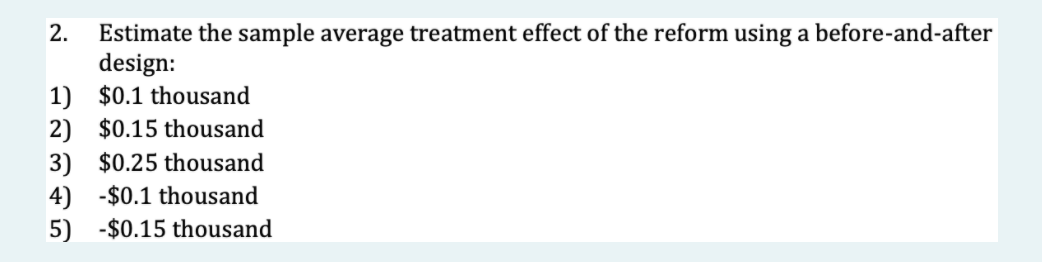 2. Estimate the sample average treatment effect of | Chegg.com