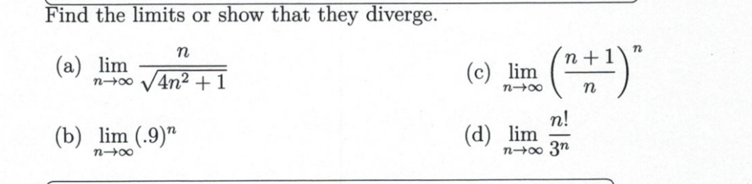 Solved Find the limits or show that they diverge. (a) | Chegg.com