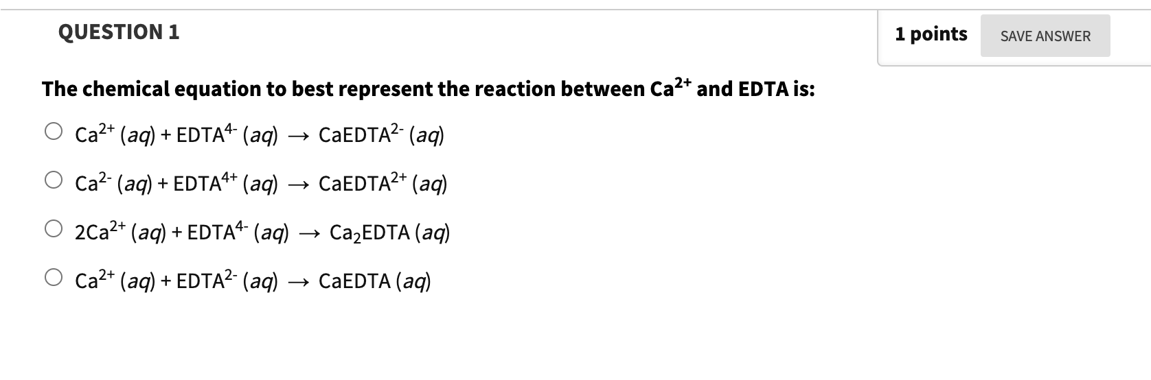 Solved QUESTION 1 1 points SAVE ANSWER The chemical equation | Chegg.com