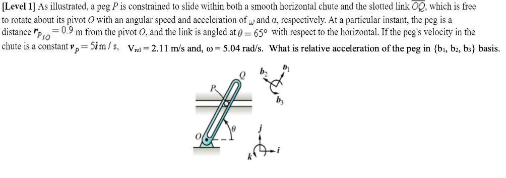 Solved [Level 1] As illustrated, a peg Pis constrained to | Chegg.com