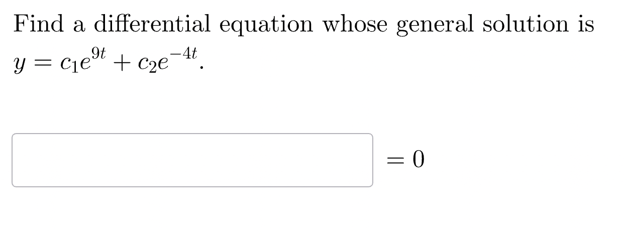 Solved Find a differential equation whose general solution | Chegg.com